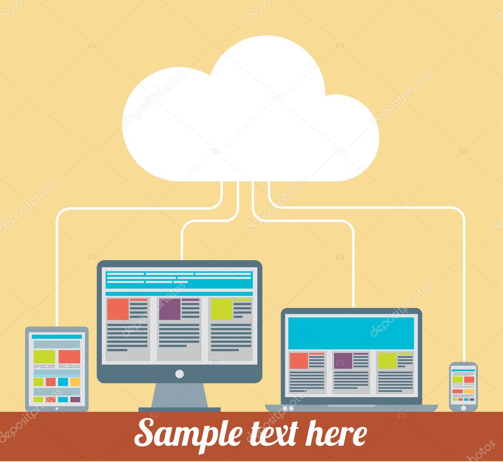 Cloud computing with devices elements Stock Vector by ©Mix3r 59261931
