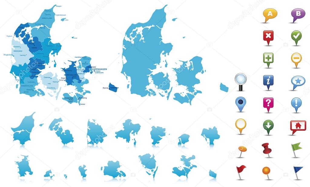 Denmark - highly detailed map — Stock Vector © Ekler #76382619 Denmark - highly detailed map — Stock Vector © Ekler #76382619
