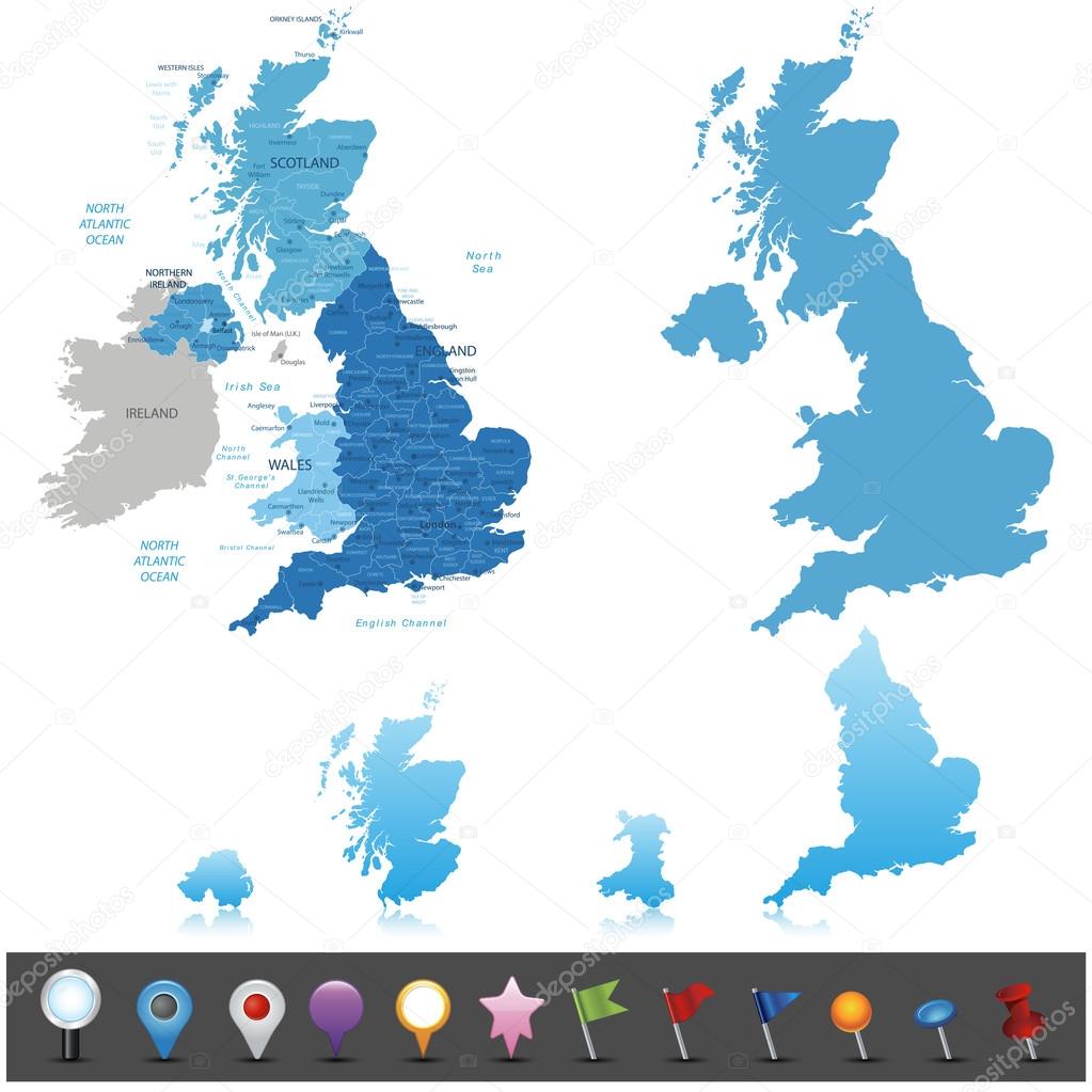 United Kingdom - highly detailed map. Stock Vector Image by ©Ekler ...