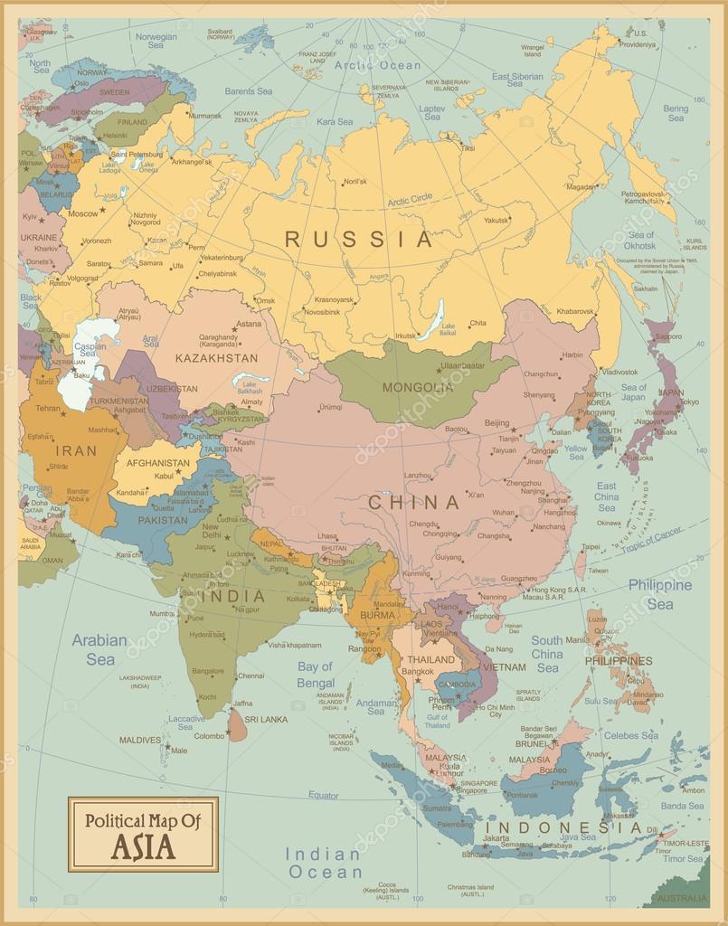 Asia -highly detailed map. 스톡 벡터 - ©Ekler 76389069