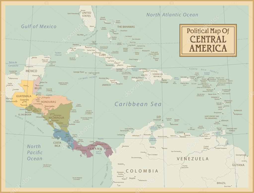Central America -highly detailed map. — Stock Vector © Ekler #76389347