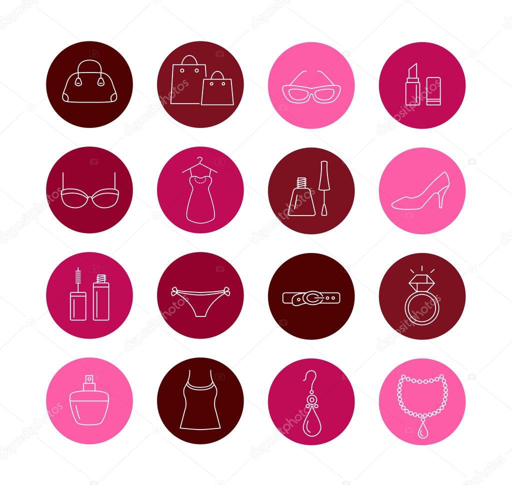 Lady Shopping Icons — Stock Vector © annafrajtova #103734324