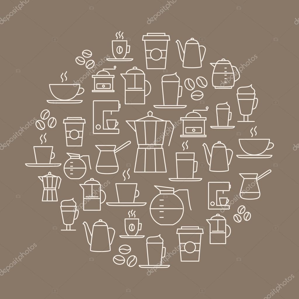 Coffee Background - thin line icons. Stock Vector Image by ...