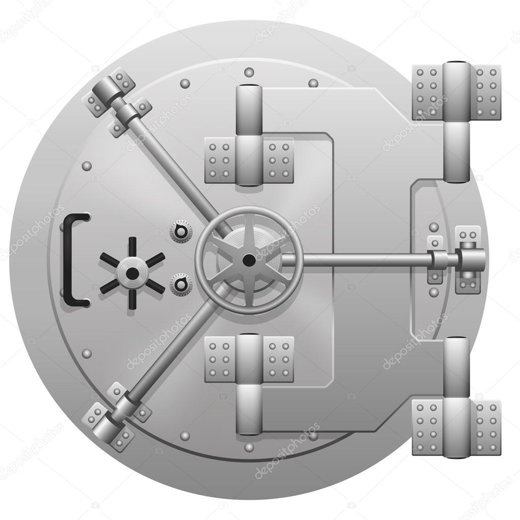 Vector metallic bank vault door isolated on white background — Stock ...