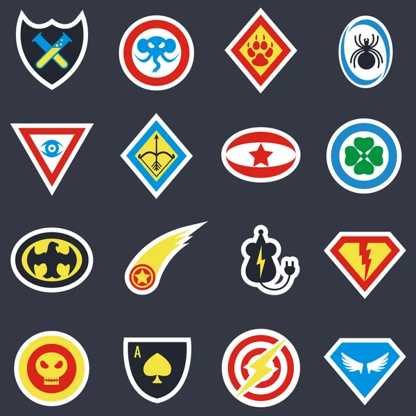 Superhero vector badges, emblems, logos, icons set Stock Vector Image ...
