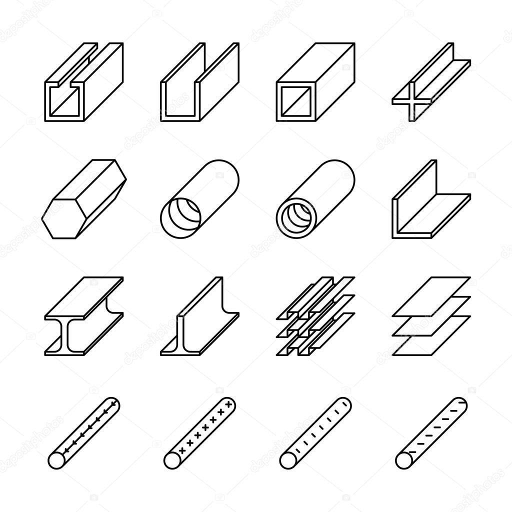 Rolled metal product icons. Vector pictograms Stock Vector Image by ...