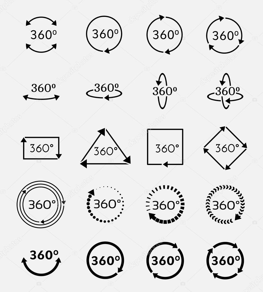 Angle 360 degrees vector icons set — Stock Vector © MSSA #118740972
