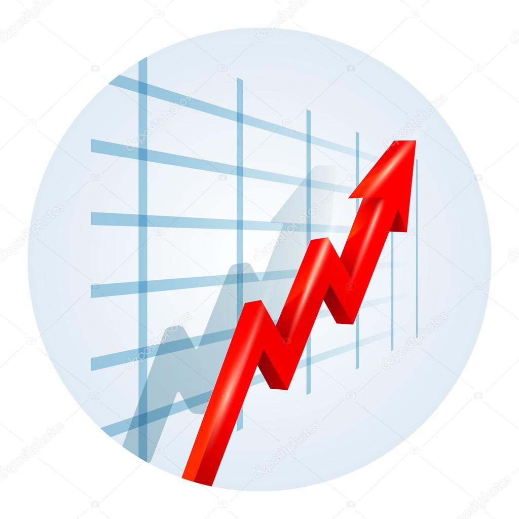 Flecha ascendente de tendencia en un gráfico de negocios 2022