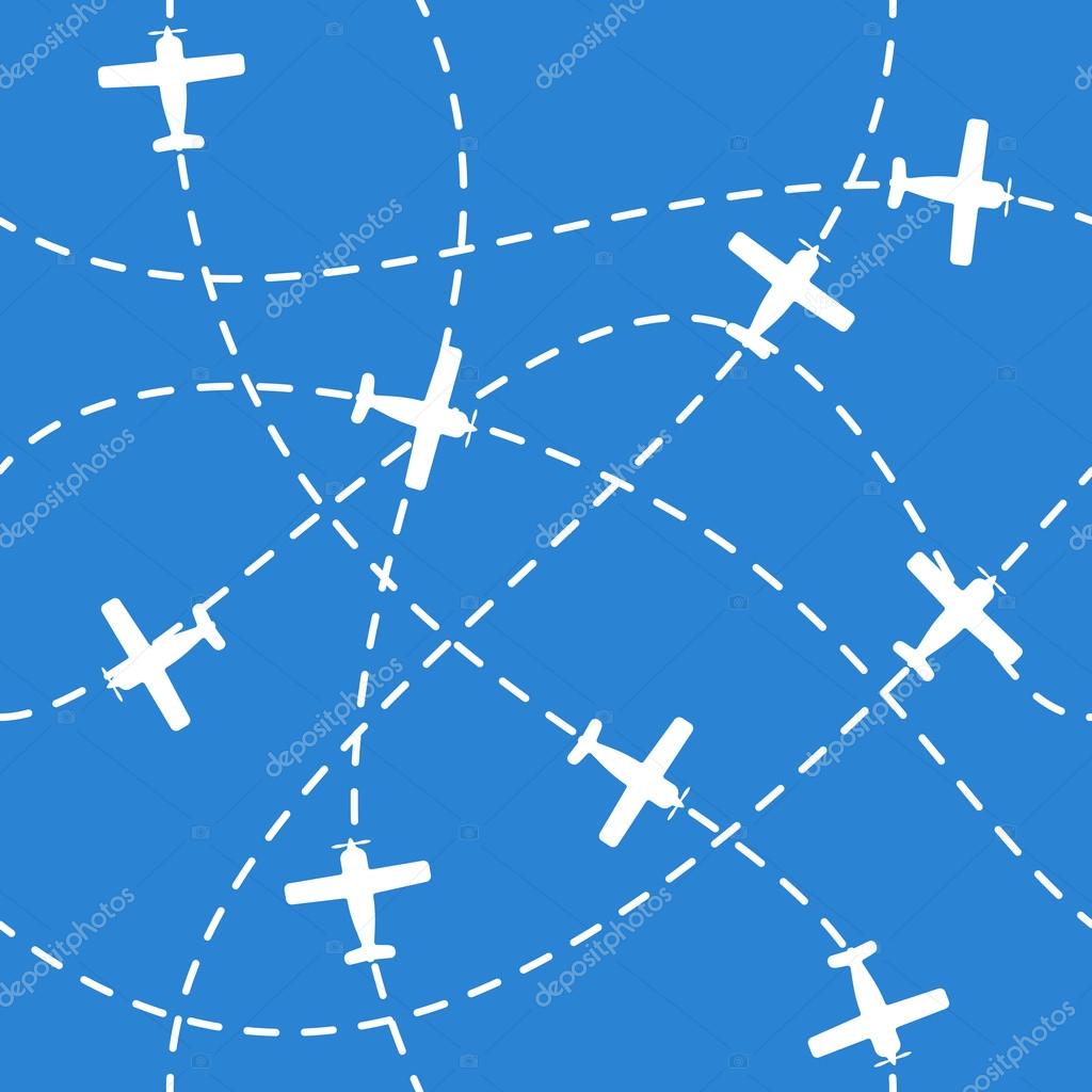 Seamless background with airplanes flying on blue — Stock Vector © MSSA ...