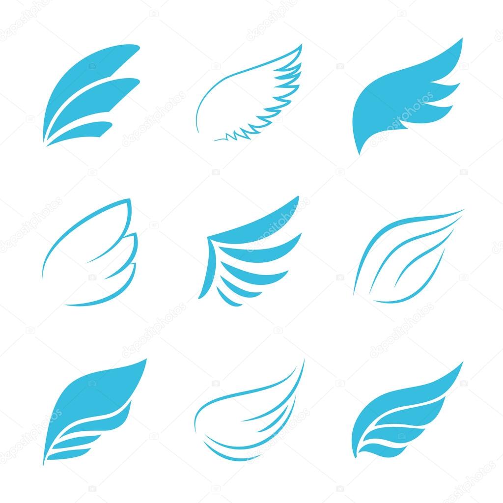 Variety Vector Blue Wings on White Background — Stock Vector © MSSA ...