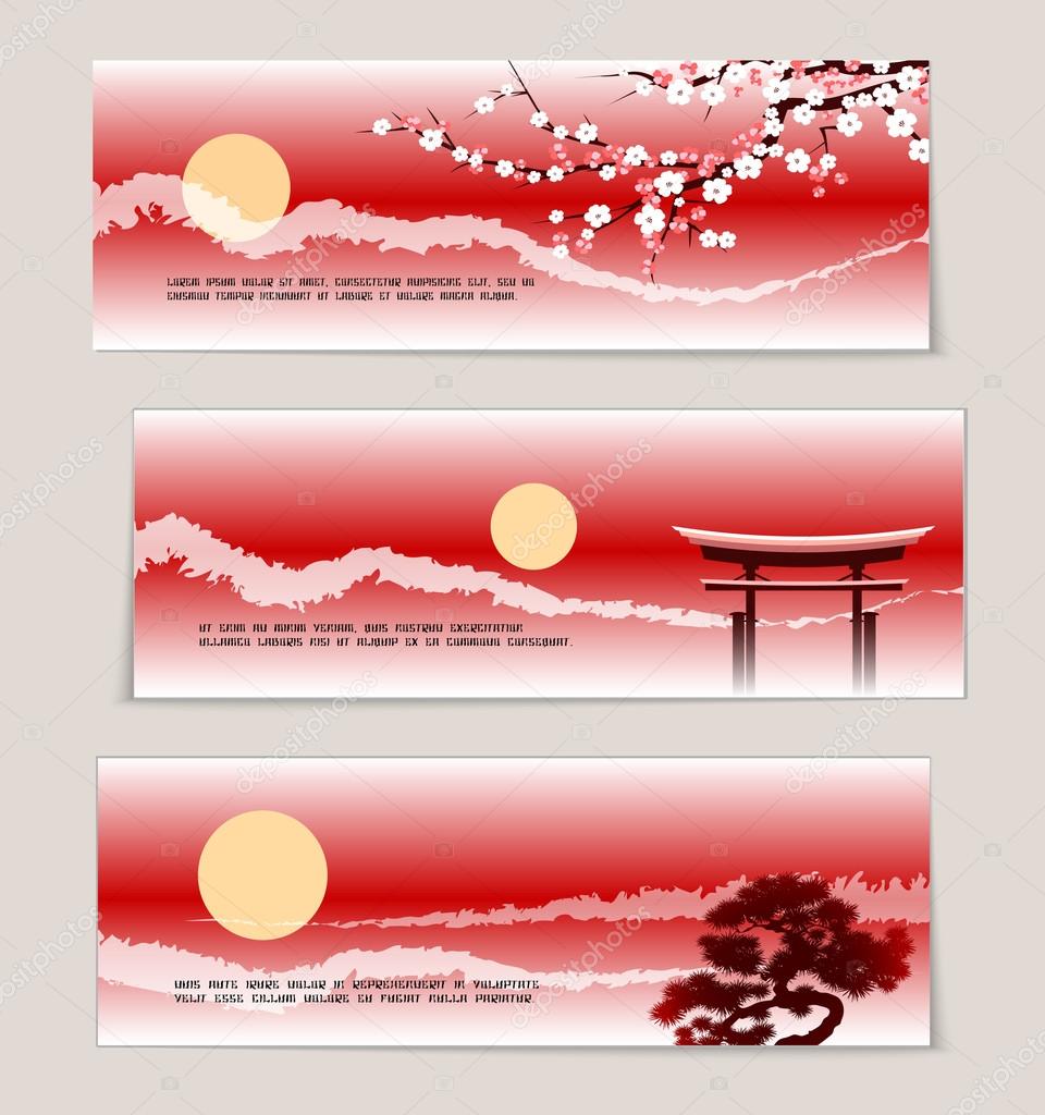 Three vector Japanese landscape banners Stock Vector Image by ©K3star ...