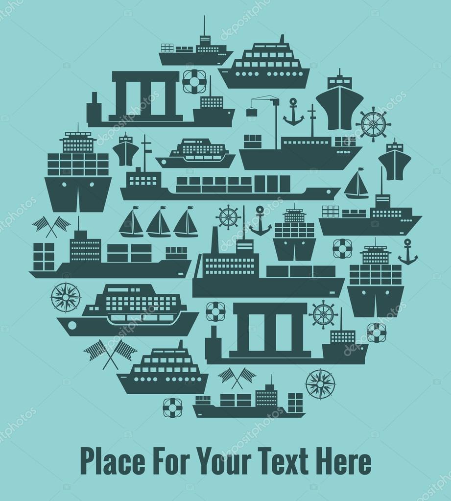 Ships and maritime sign with text copyspace Stock Vector Image by ...