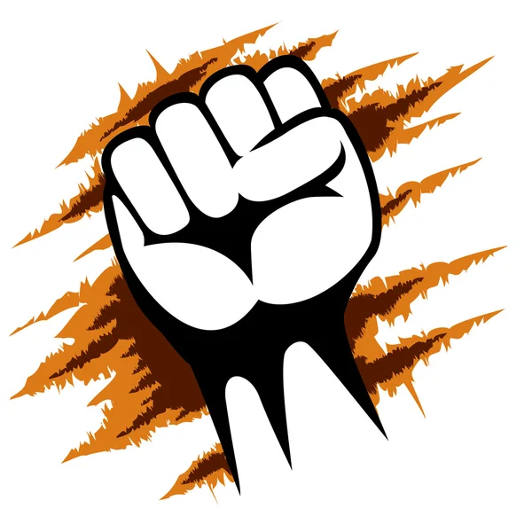 Vector Illustration Clenched Fist Held High Protest Red Grunge Urban ...