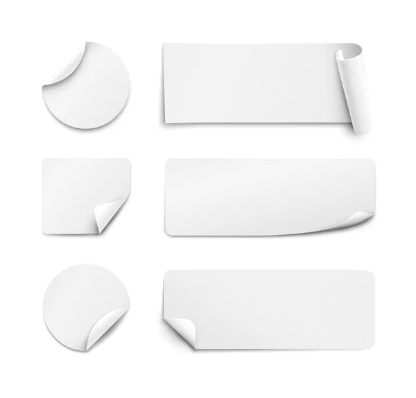Set of white square paper stickers on white background. Vector ...