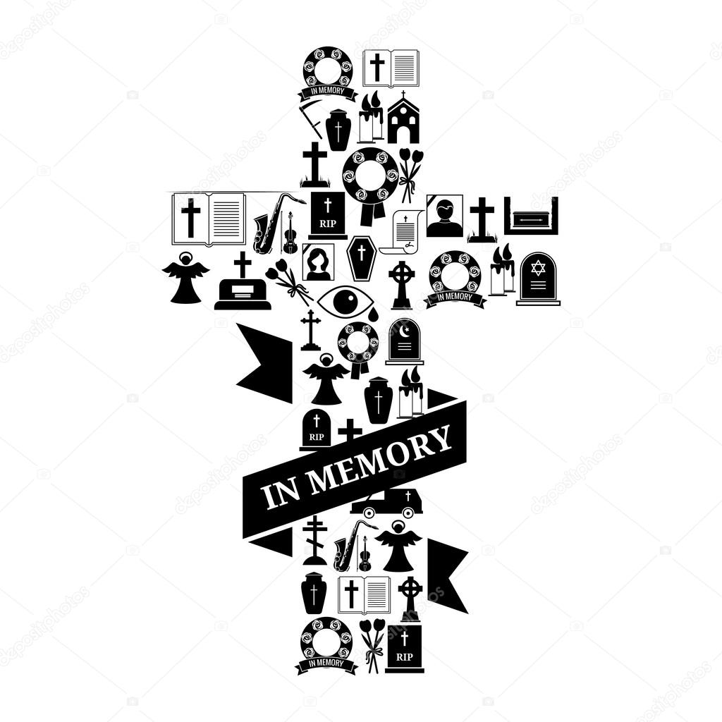 Concepto en Memoria - Icono de Cruz Funeraria con Texto 2022