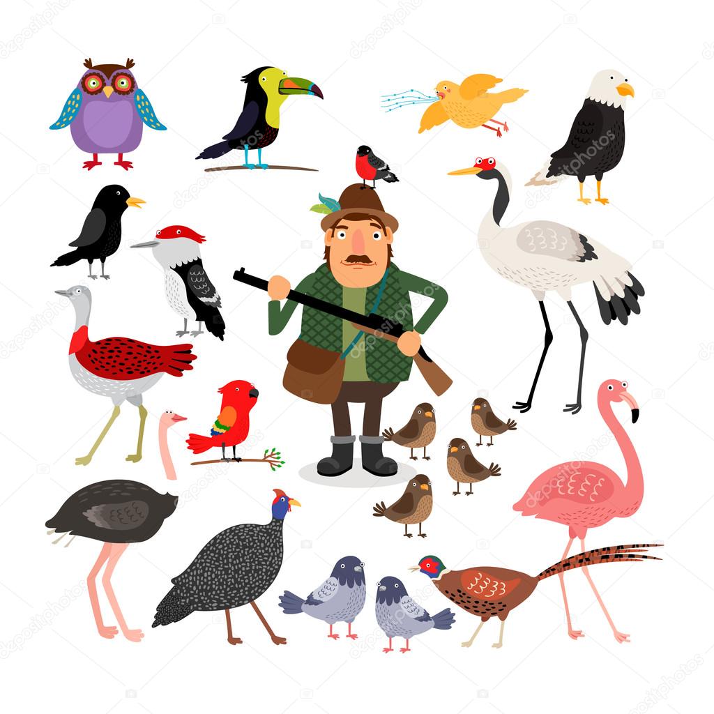Fowling. Birds and Hunter vector illustration — Stock Vector © MSSA ...