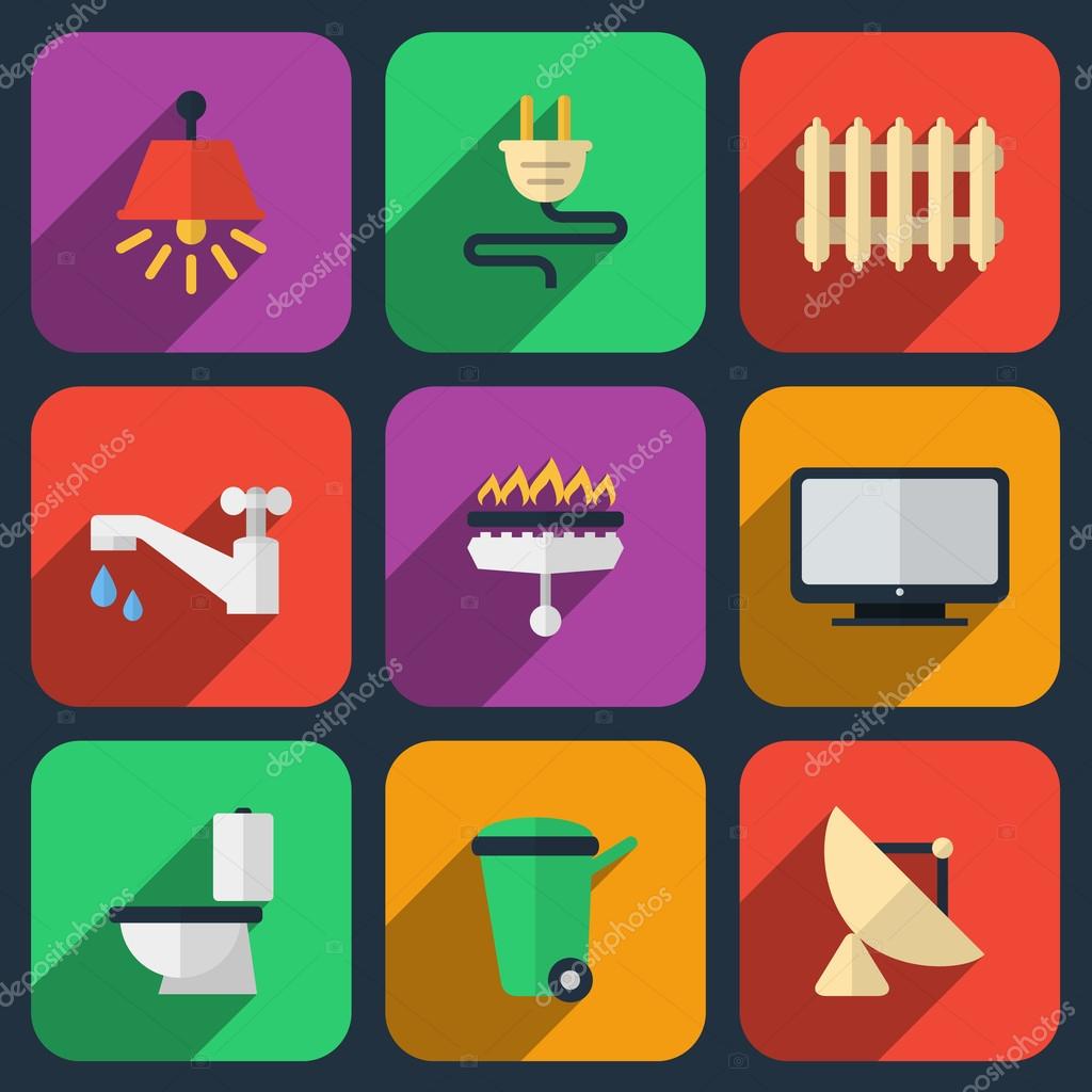 Utilities icons in flat style Stock Vector Image by ©K3star #65318903