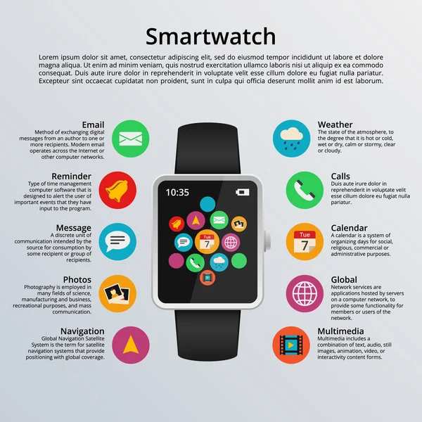 Flat Smart Watch Infographic Concept — Stock Vector © MSSA #206175694