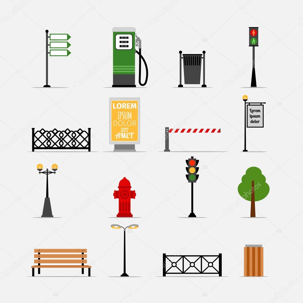 Vector street element icons — Stock Vector © MSSA #75534317