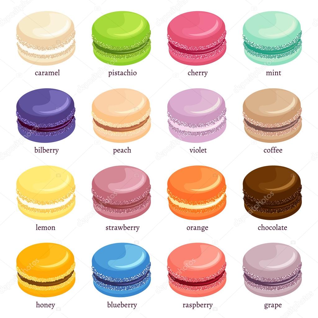 Macaron or macaroon icon set — Stock Vector © MSSA #77549778