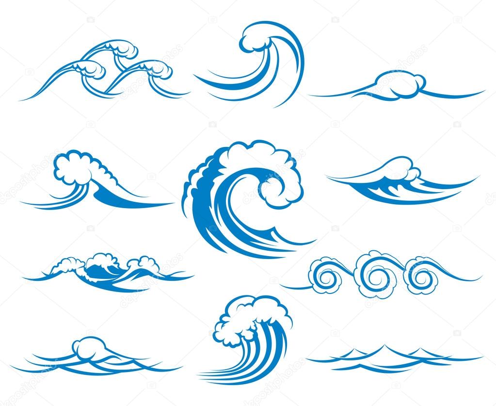 Waves of sea or ocean waves, vector illustration — Stock Vector © MSSA ...