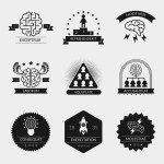 Vector Brain Badges and Label Collection — Stock Vector ...