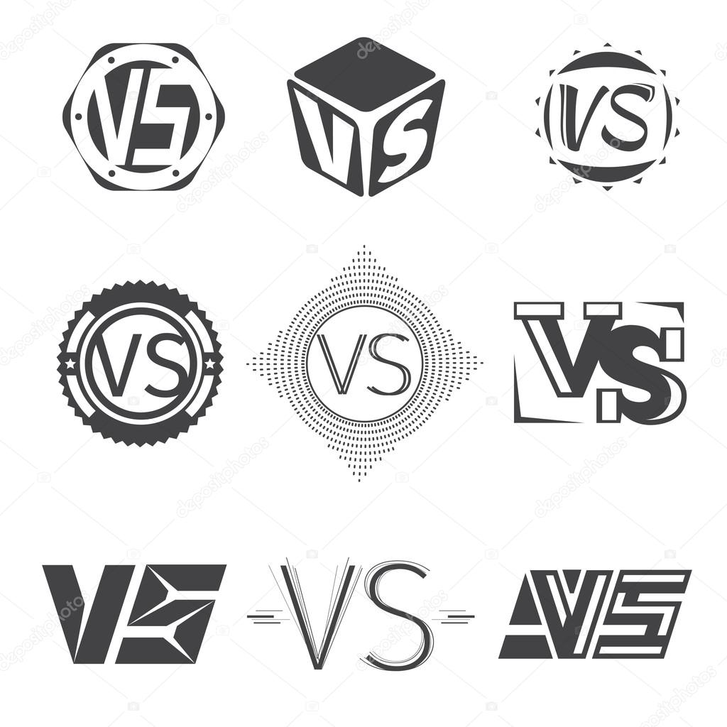 Versus letters logos. Competition icons vector set — Stock Vector ...