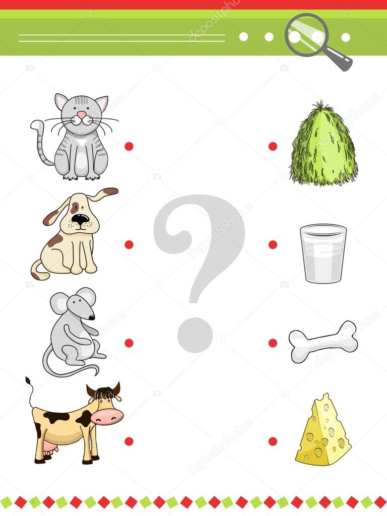 Matching game for preschool children book. Cartoon vector animals and ...