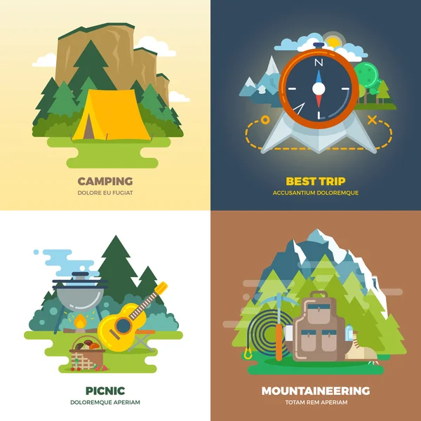 Outdoor Activity Tourism Travel Logo Vintage Labels design template. RV ...