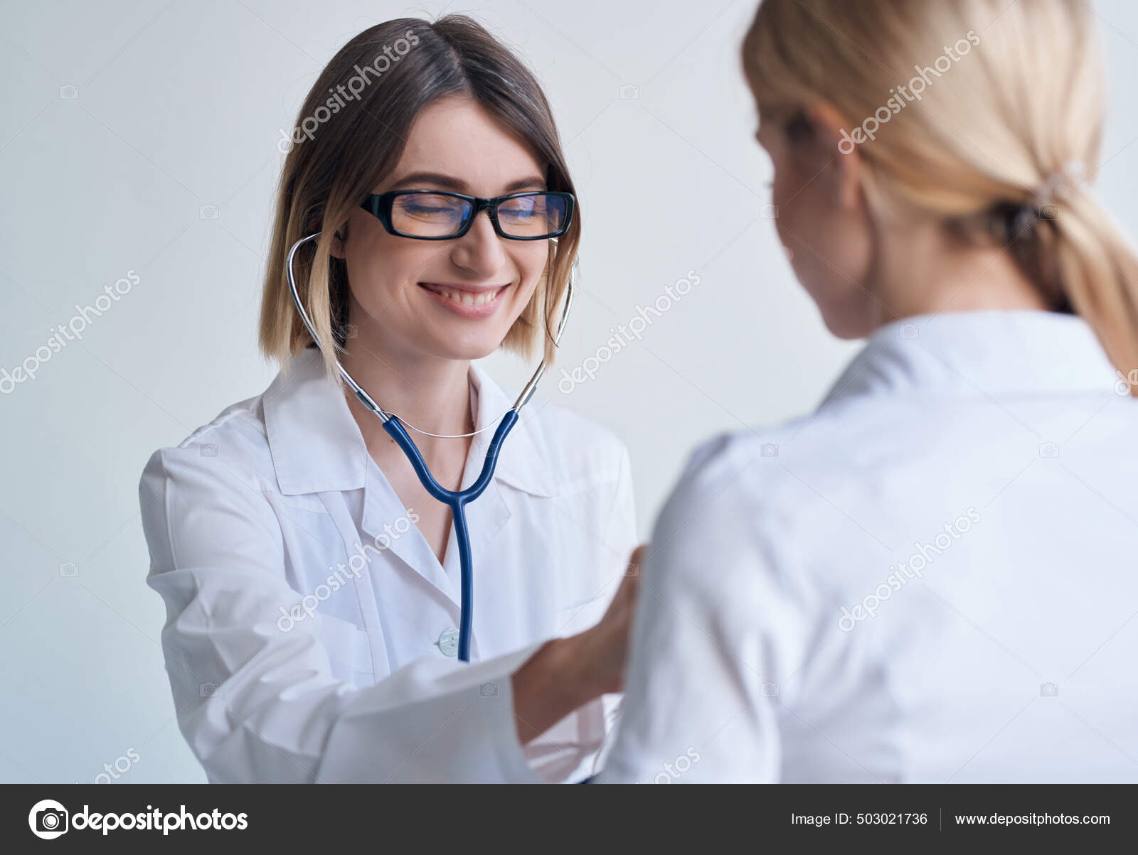 Doctor stethoscope healing procedures treatment light background Stock ...