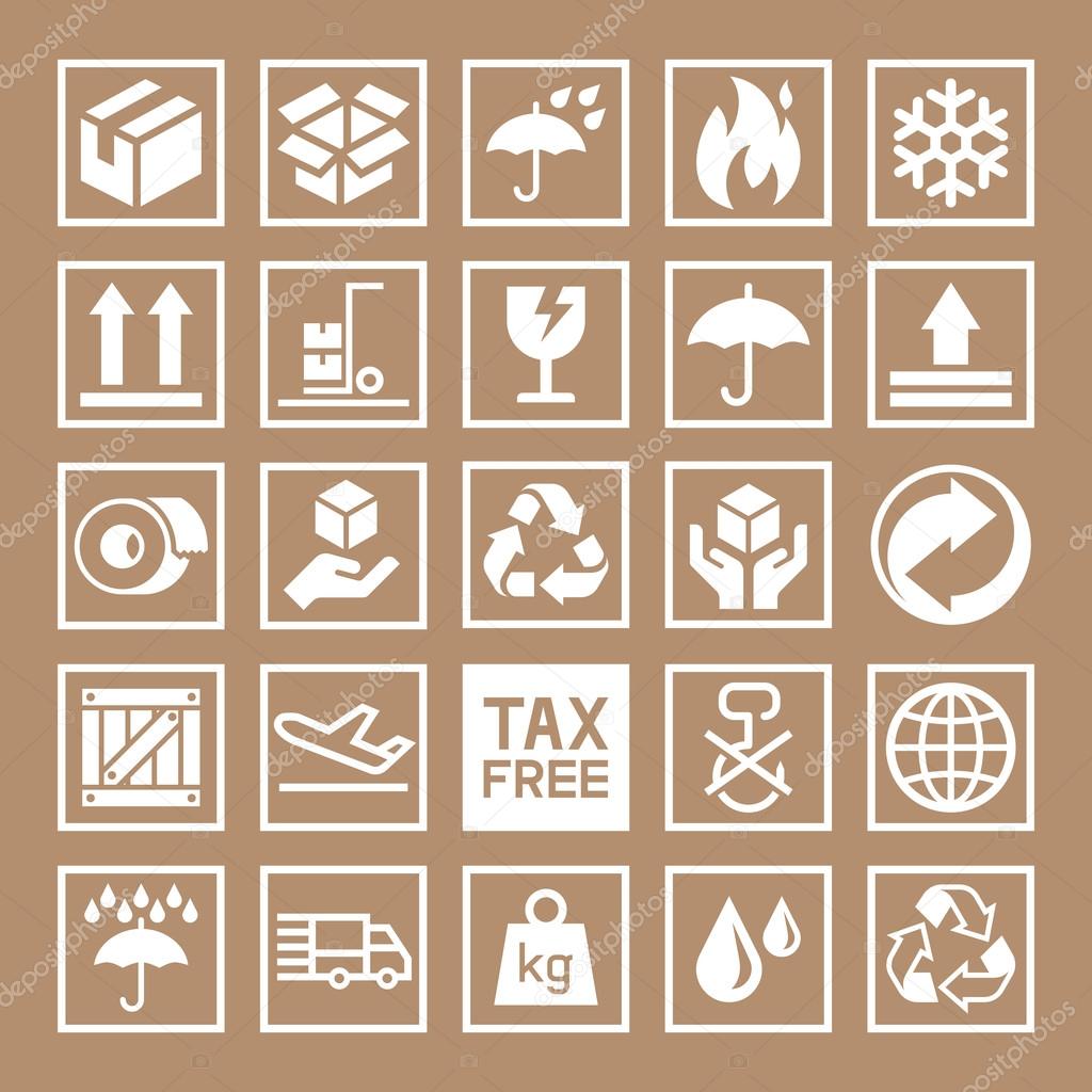 Ícones da caixa de papelão da caixa. Ilustração vetorial . Vetor de ...