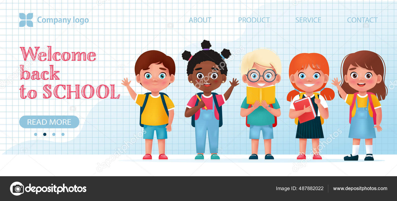 Bienvenidos de nuevo a la pancarta de la escuela con lindos niños ...