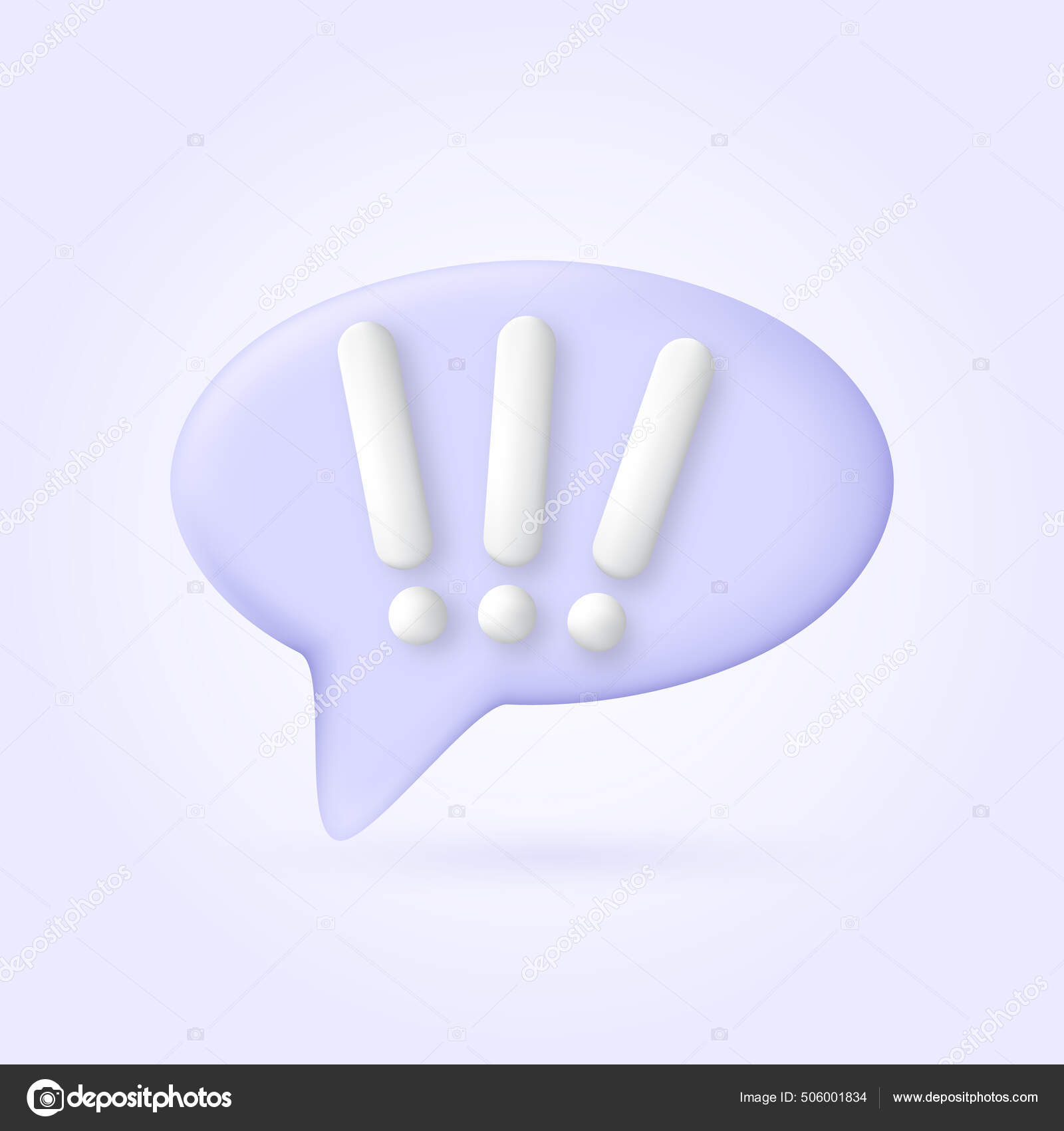 Icon 3D bubbles exclamation mark of plastic in soft pastel colors ...