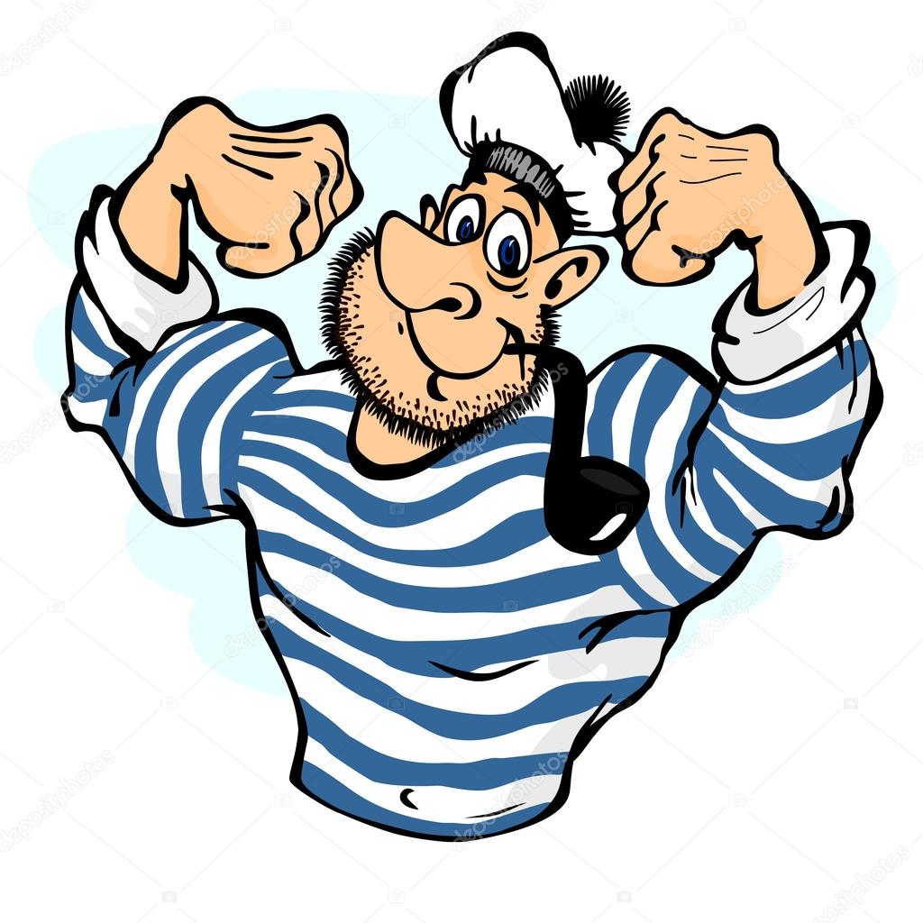 Ilustraci n vectorial con poderoso marinero de dibujos animados 2024