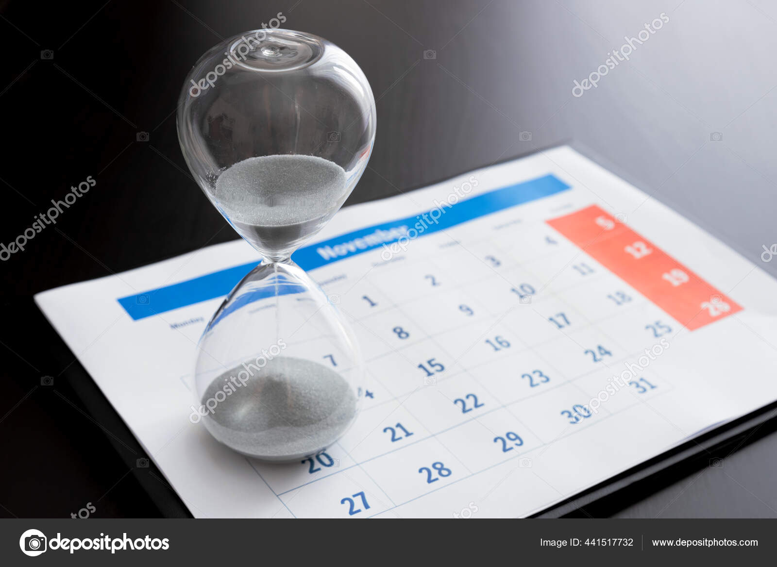 Time Passing Concept Time Slipping Away Hourglass Calendar — Stock ...