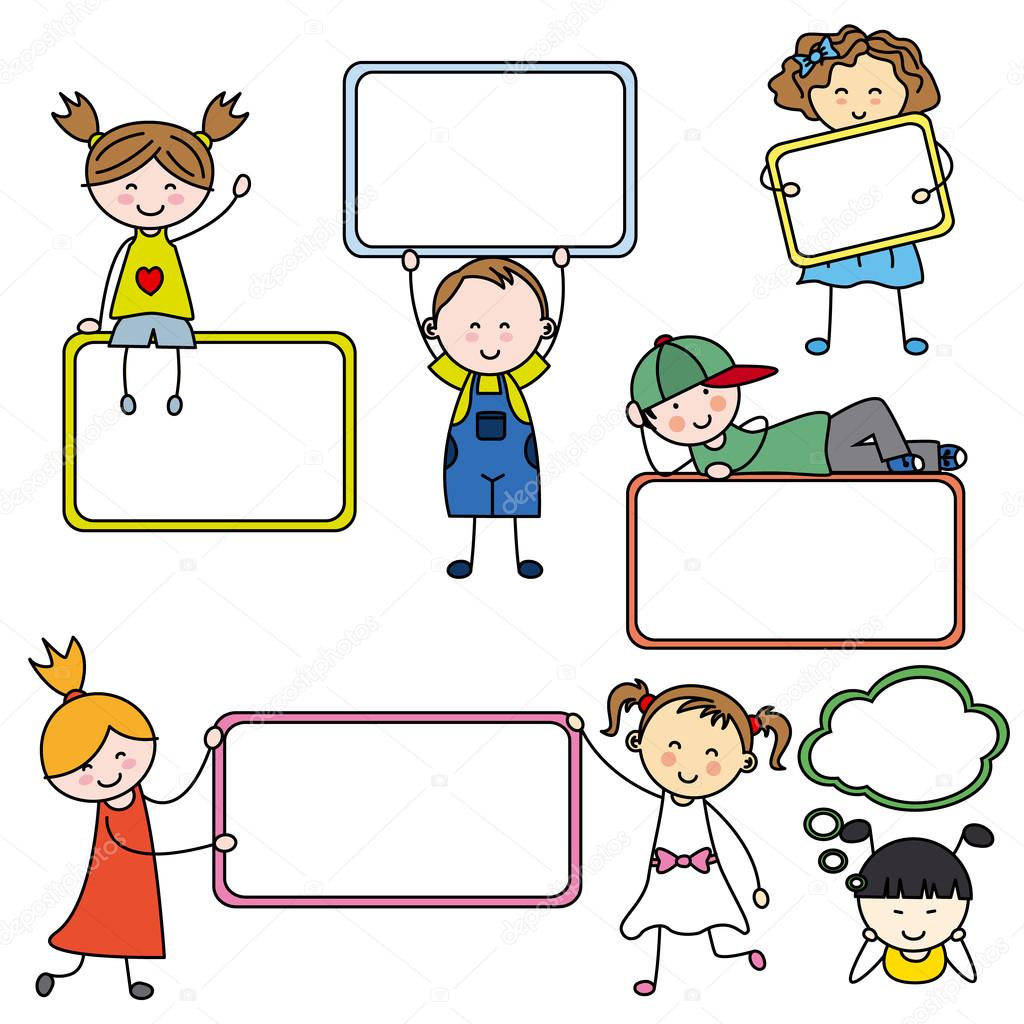 Kids with Blank Signs — Stock Vector © sbego #71186777