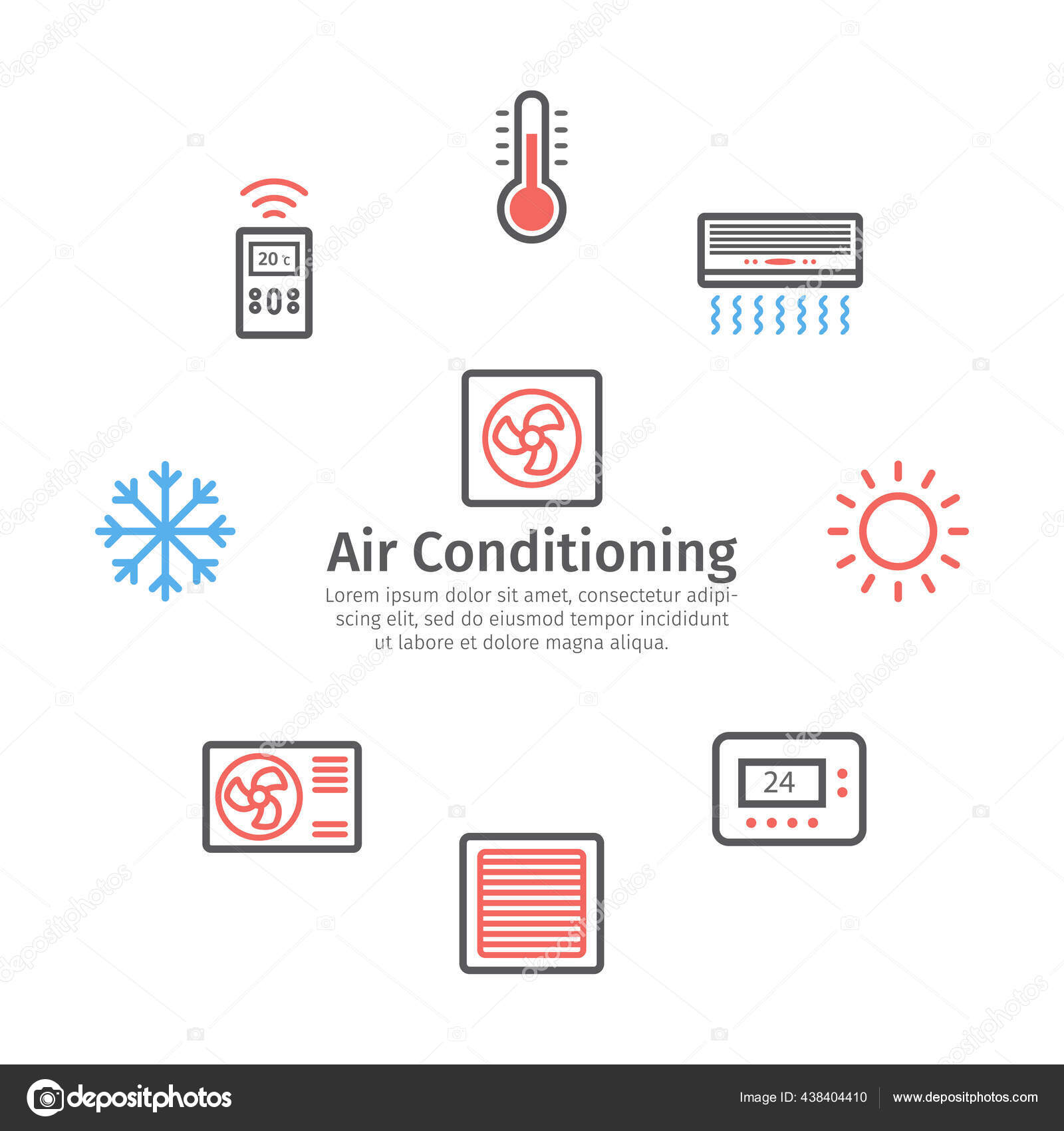Ventilation Conditioning Climate Control Icon Set Vector Signs Web ...