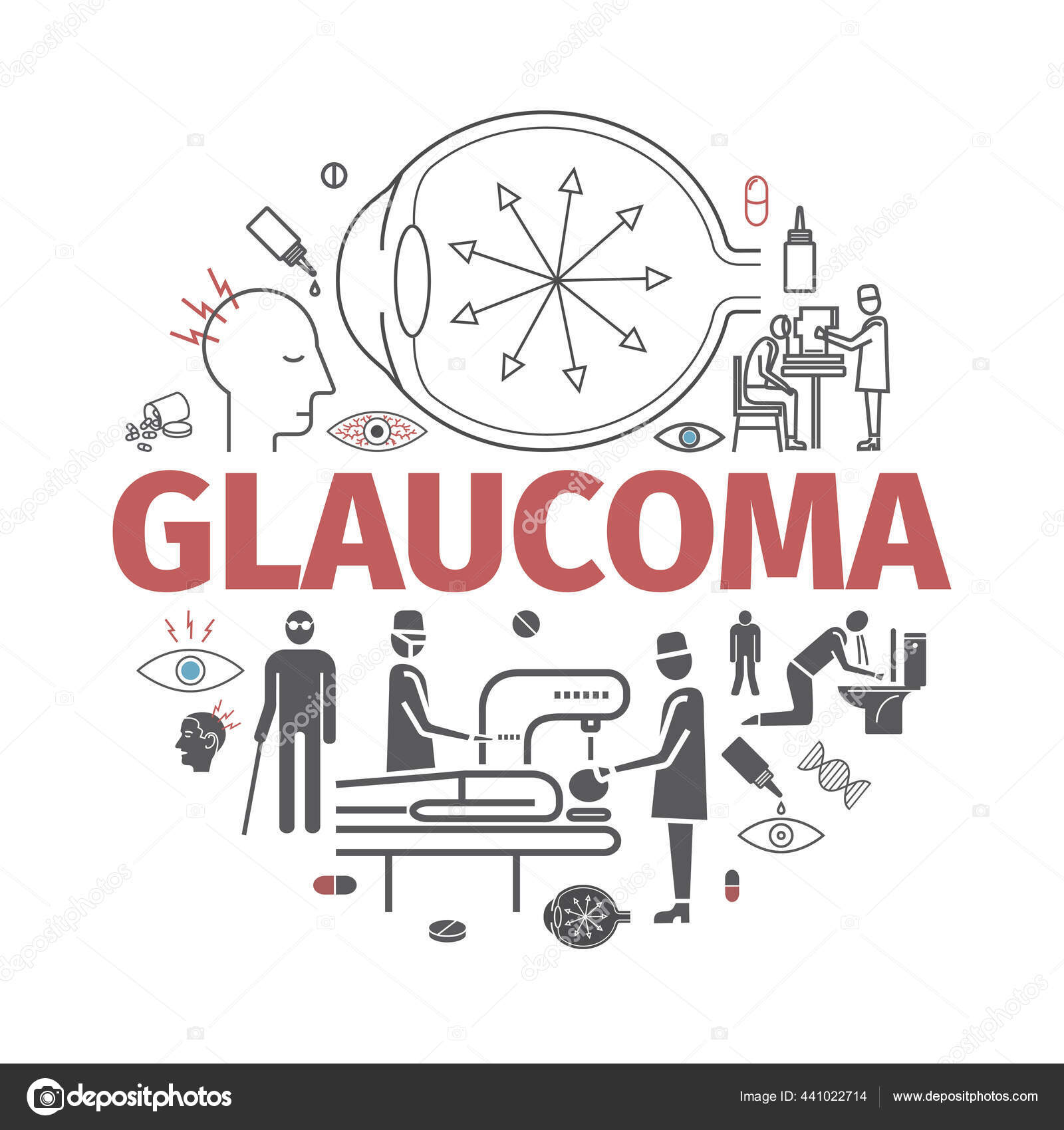 Glaucoma Symptoms Treatment Line Icons Set Signs Web Graphics Stock ...