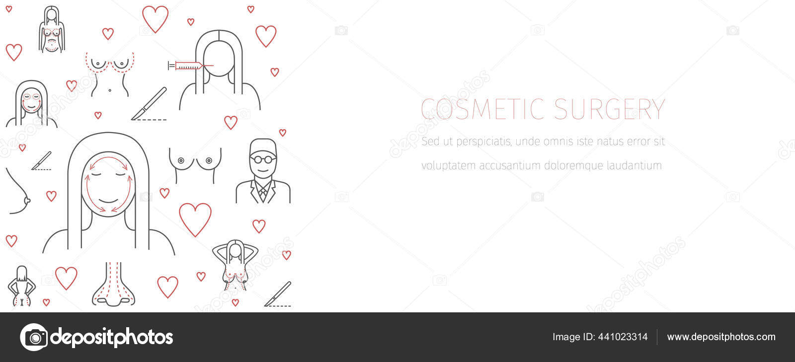 Line Infographics Plastic Surgery Cosmetic Surgery Banner Breast ...
