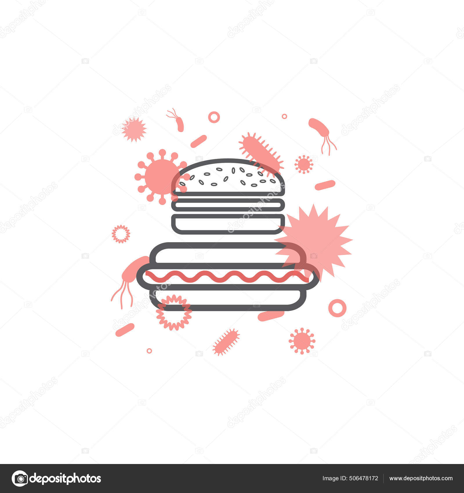 Food Microbes Line Icons Vector Signs Web Graphics Stock Vector Image ...