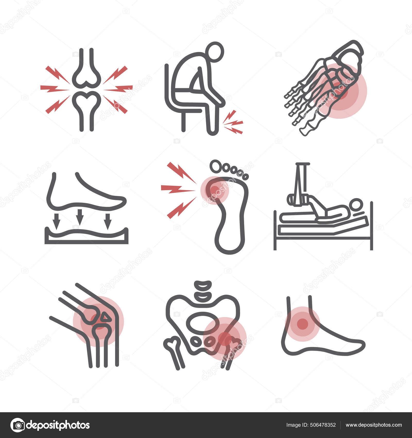 Leg Pain Foot Problems Vector Signs Web Graphics Stock Vector by ©Prock ...
