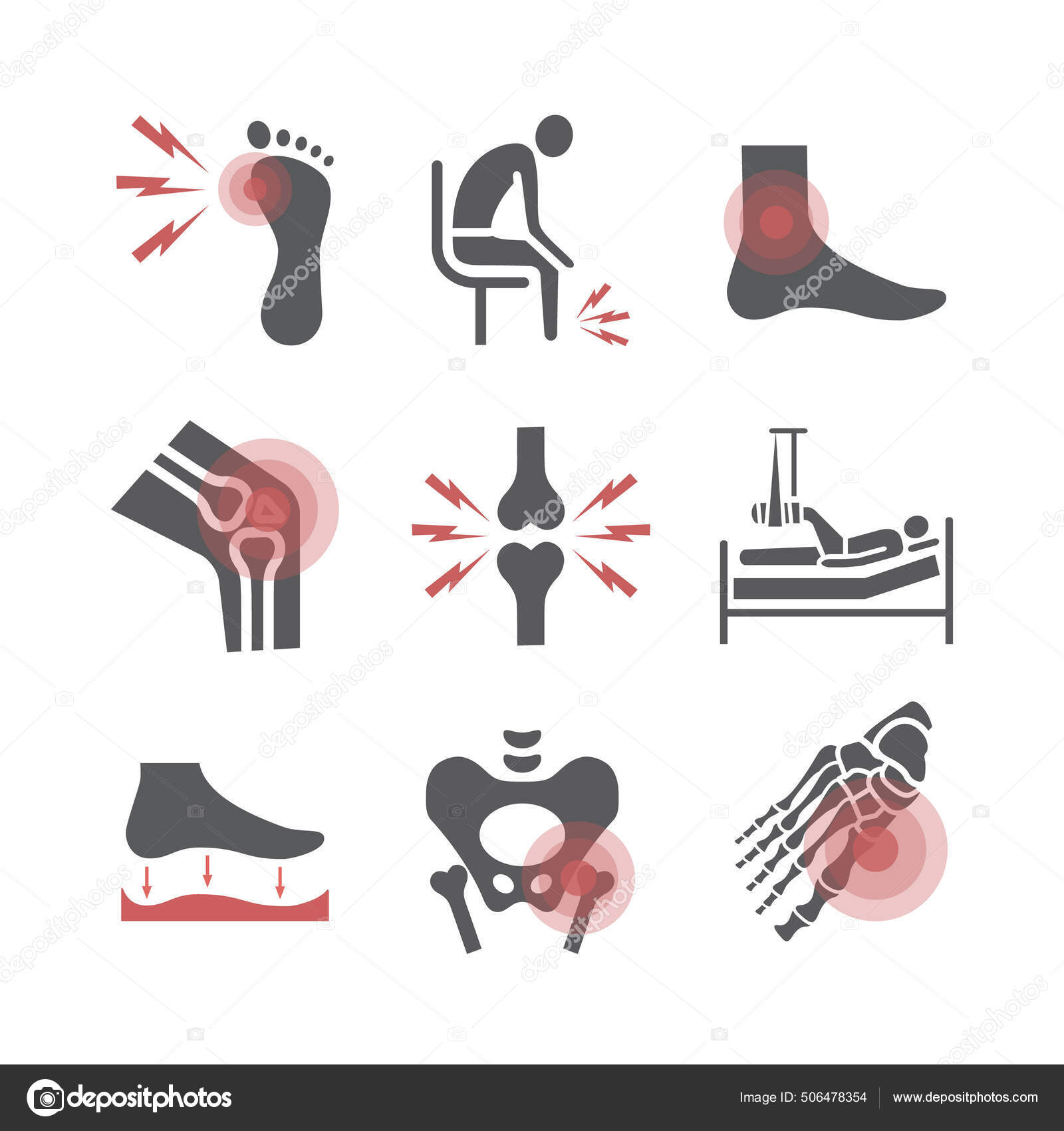 Leg Pain Foot Problems Vector Signs Web Graphics Stock Vector by ©Prock ...