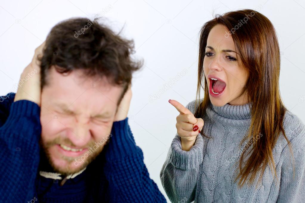 Angry Man Yelling At Woman