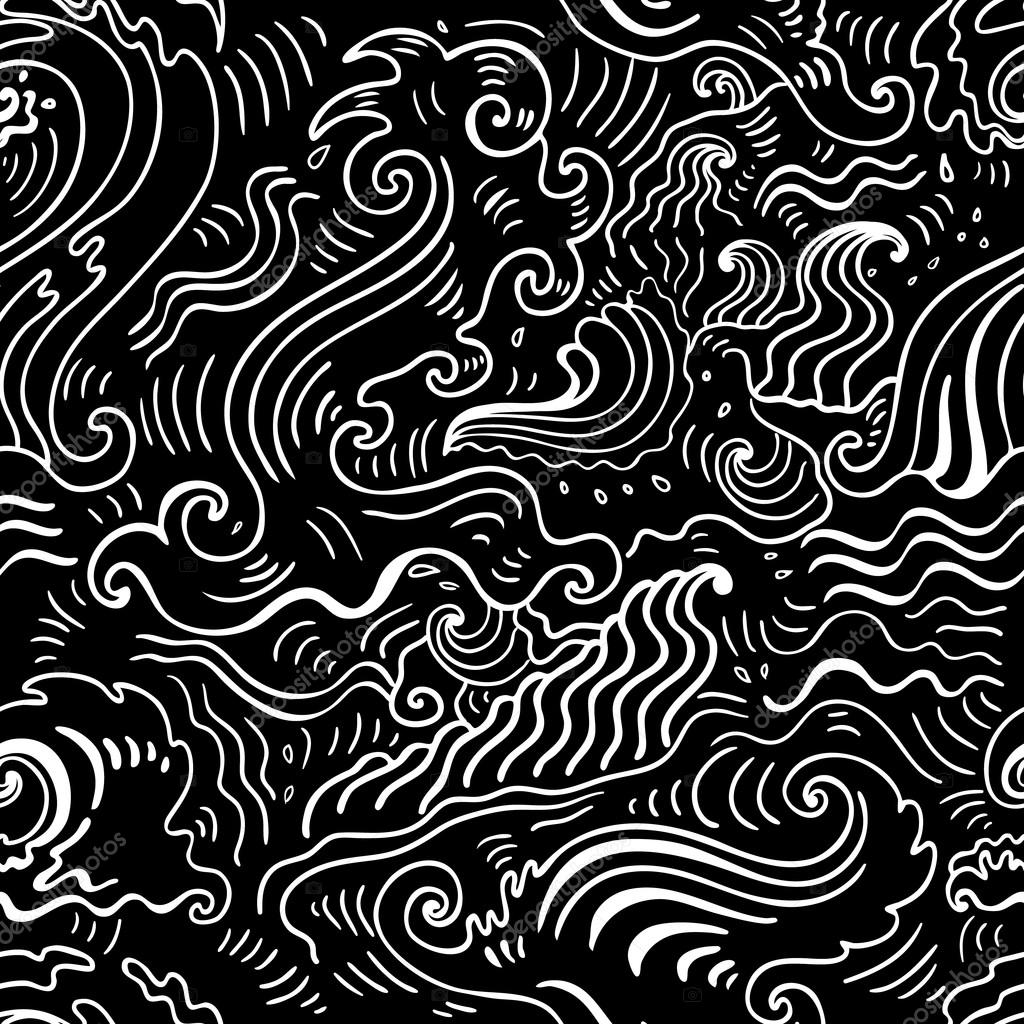 Ocean Wave Pattern Black And White