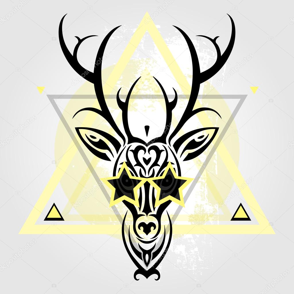 Tribal Deer Head Tattoo