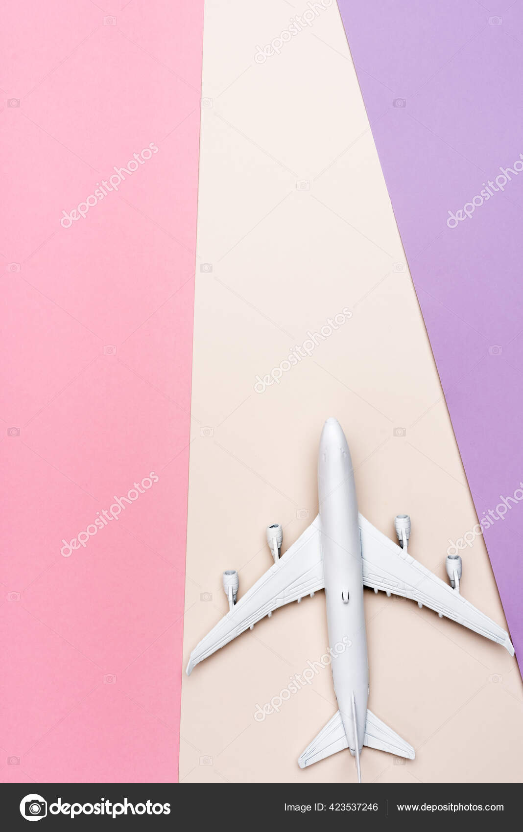 Top View White Plane Model Colorful Background Stock Photo by ...