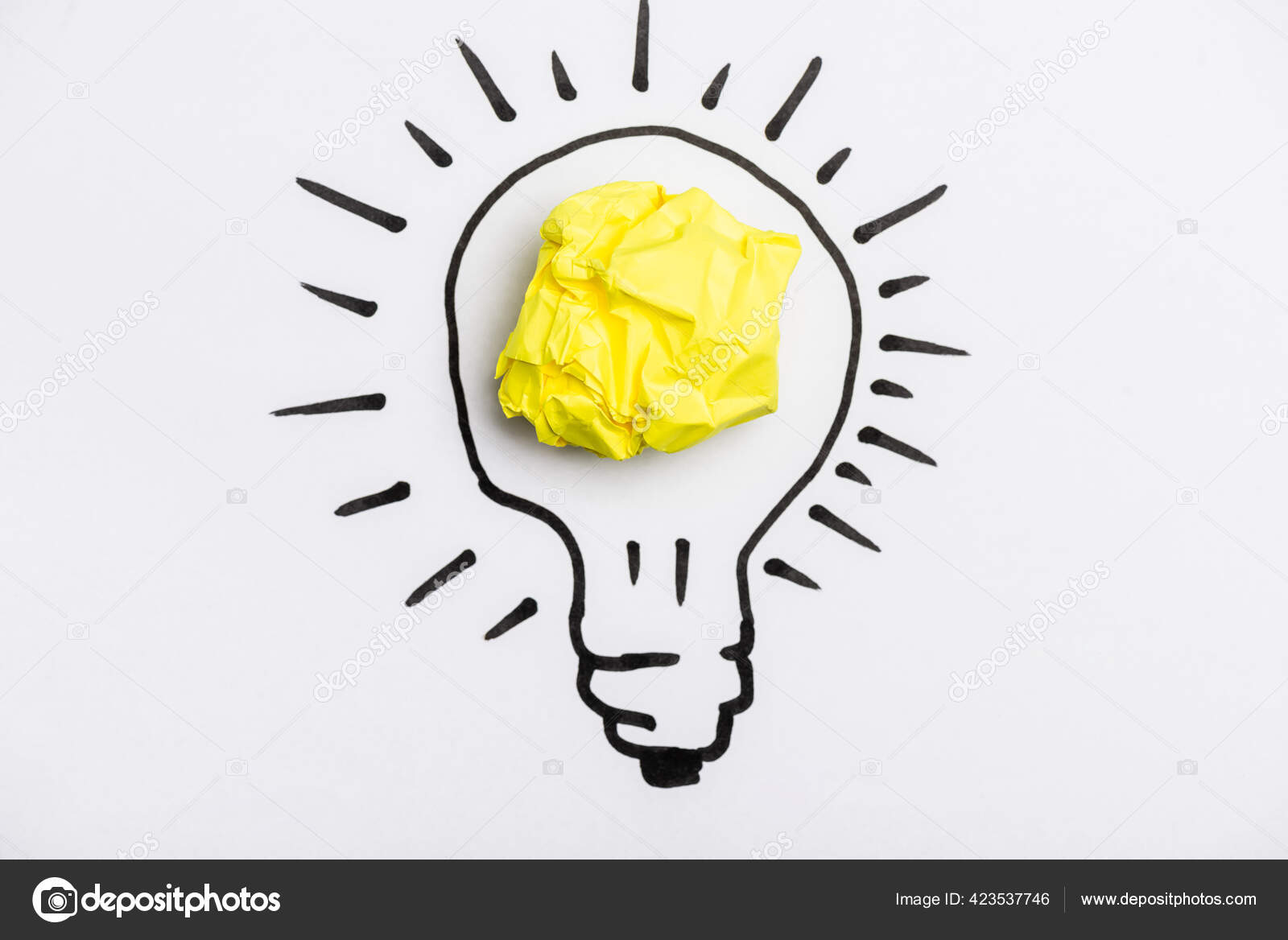 Top View Light Bulb Crumpled Paper White Background Stock Photo by ...