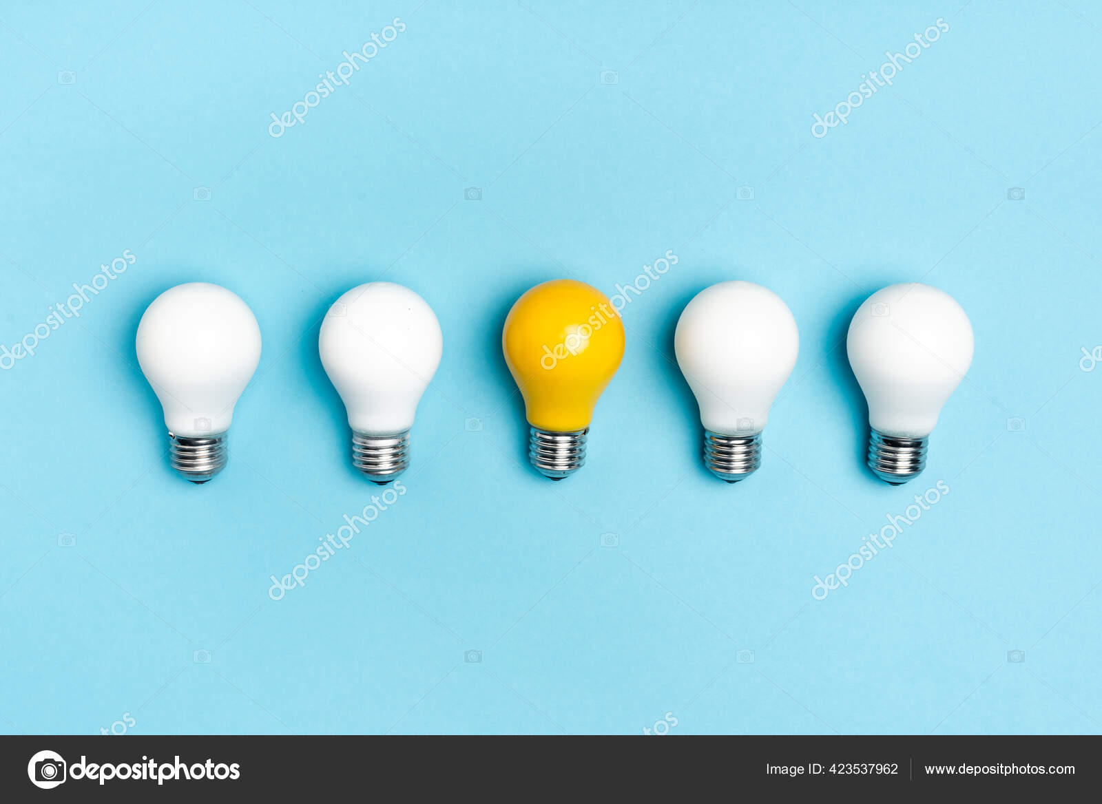 Top View White Yellow Light Bulbs Blue Background — Stock Photo ...
