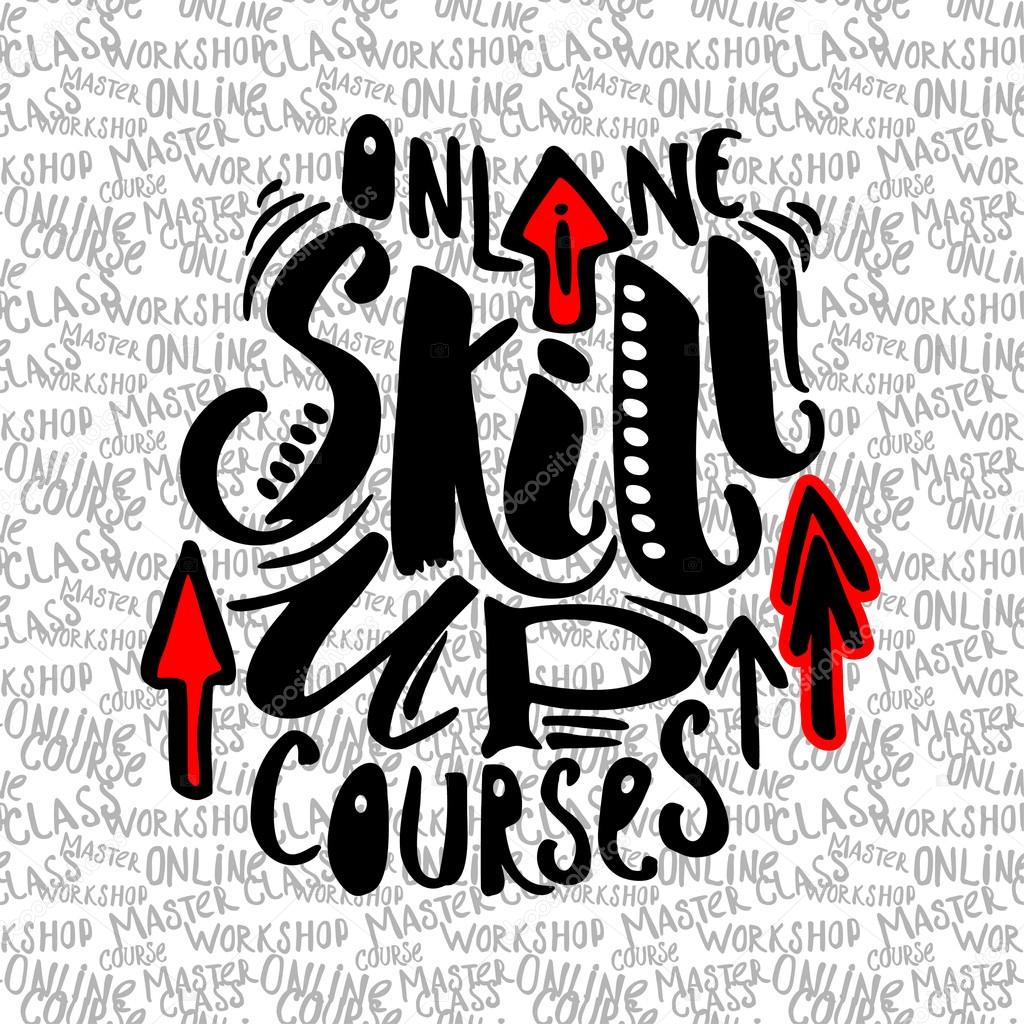 Education and skill up concept hand lettering motivation poster. Stock ...