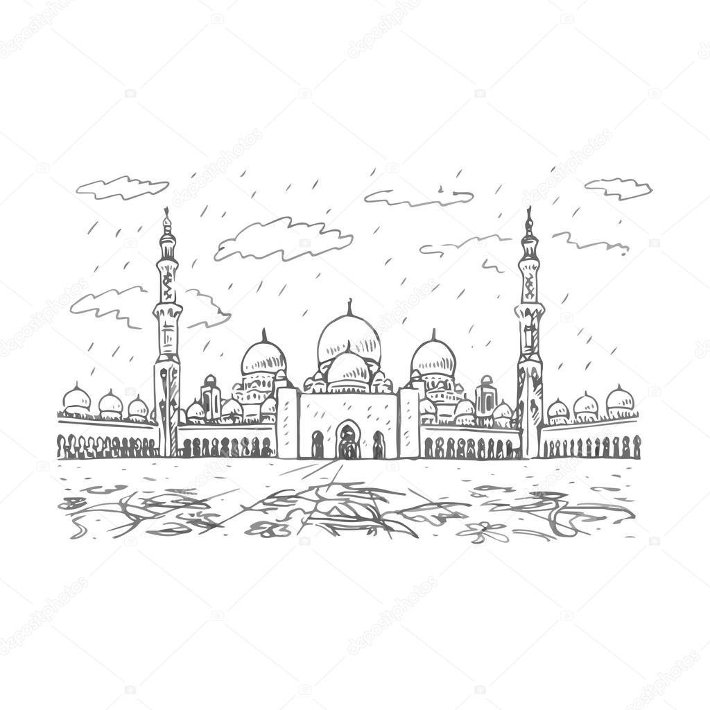 Sheikh Zayed Grand Mosque in Abu Dhabi, UAE. — Stock Vector © lookus ...
